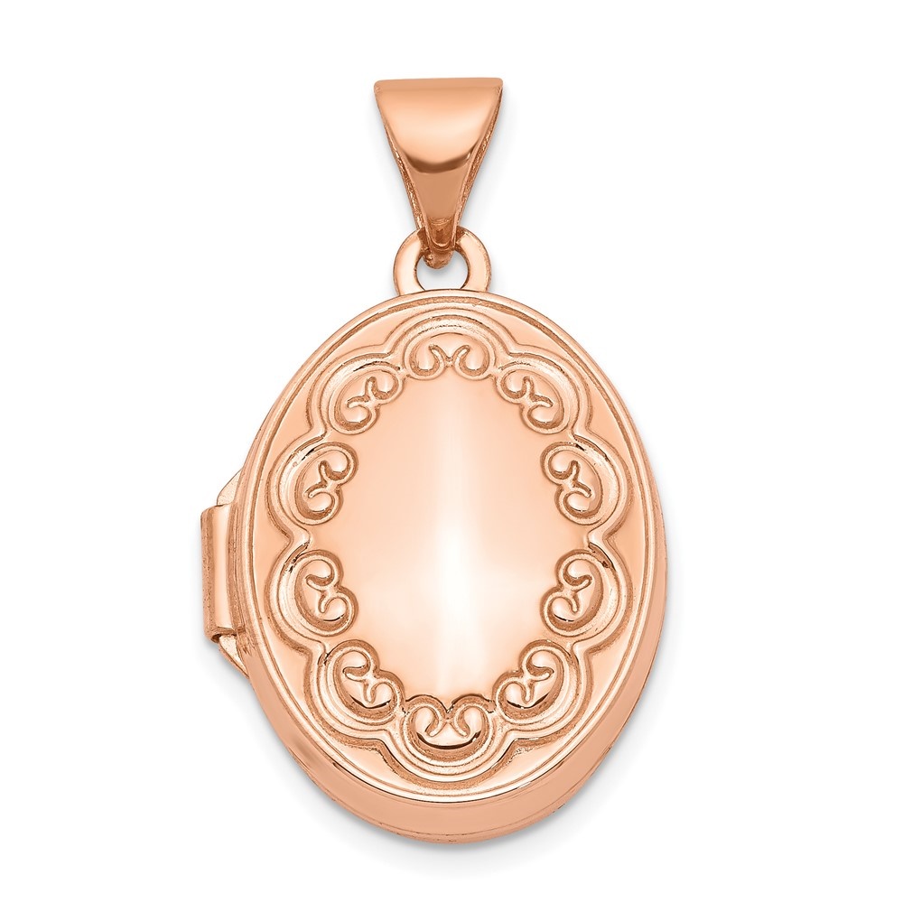 Auriga Fine Jewelry 14K Rose Gold 17mm Scroll Oval Locket Pendant for ...