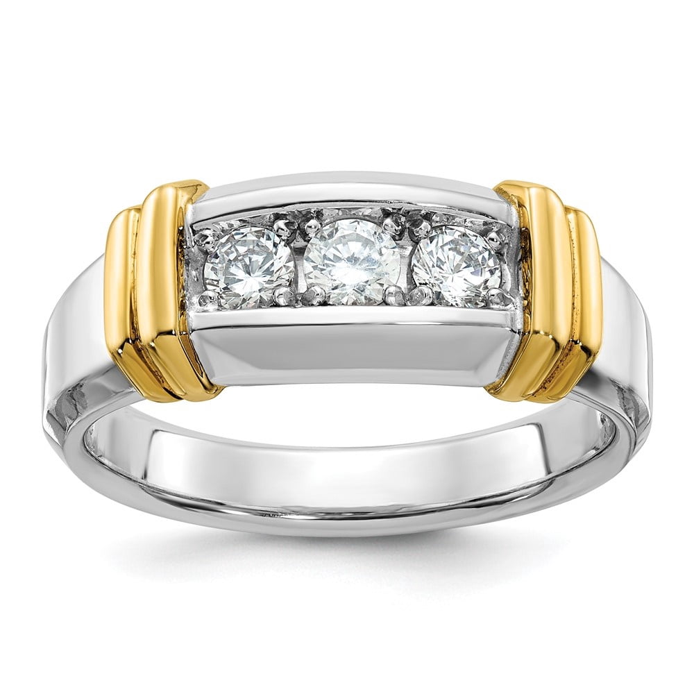Auriga Fine Jewelry 14K Two-tone Gold Men's 3-Stone Diamond Ring Size ...