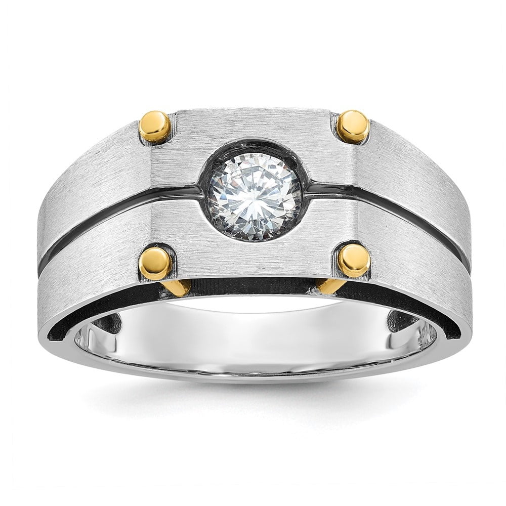 Auriga Fine Jewelry 14K Two-tone Gold Men's Diamond Ring Size 10 (Carat ...