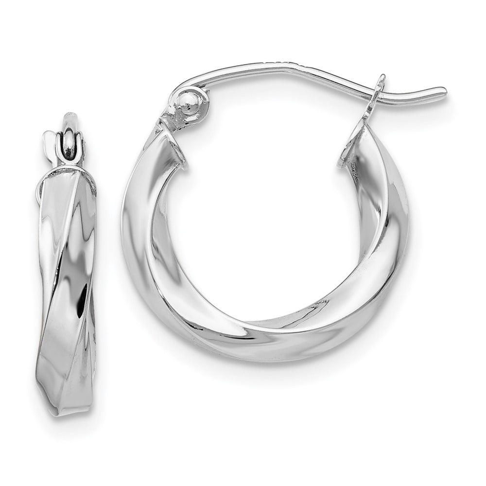 Auriga Fine Jewelry 14K White Gold 3mm Twisted Hoop Earrings for Women ...