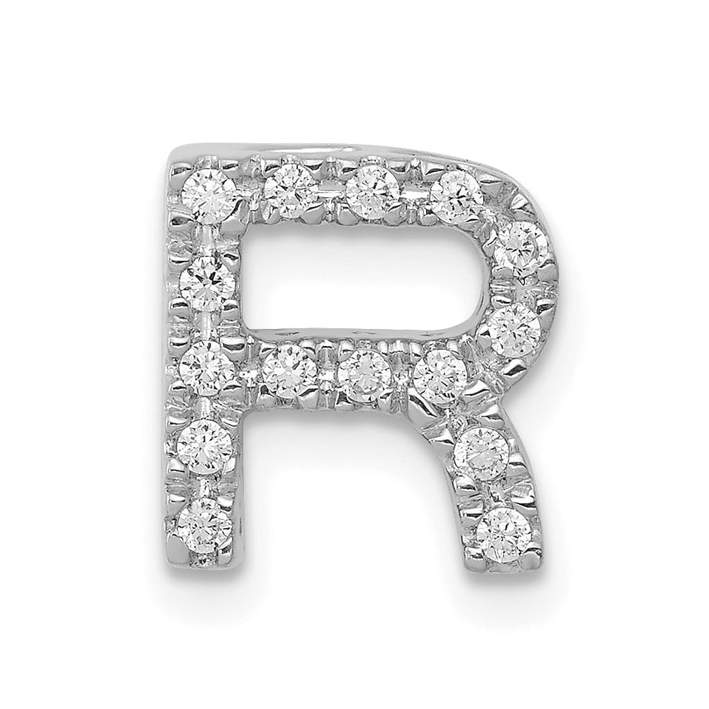 Auriga Fine Jewelry 14K White Gold Diamond Letter R Initial Charm for ...