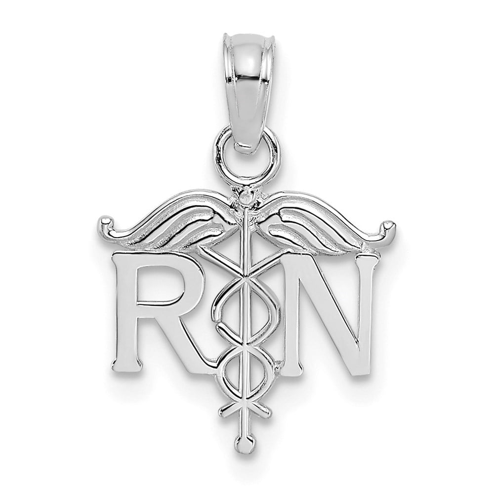 Auriga Fine Jewelry 14K White Gold RN Registered Nurse Pendant for ...