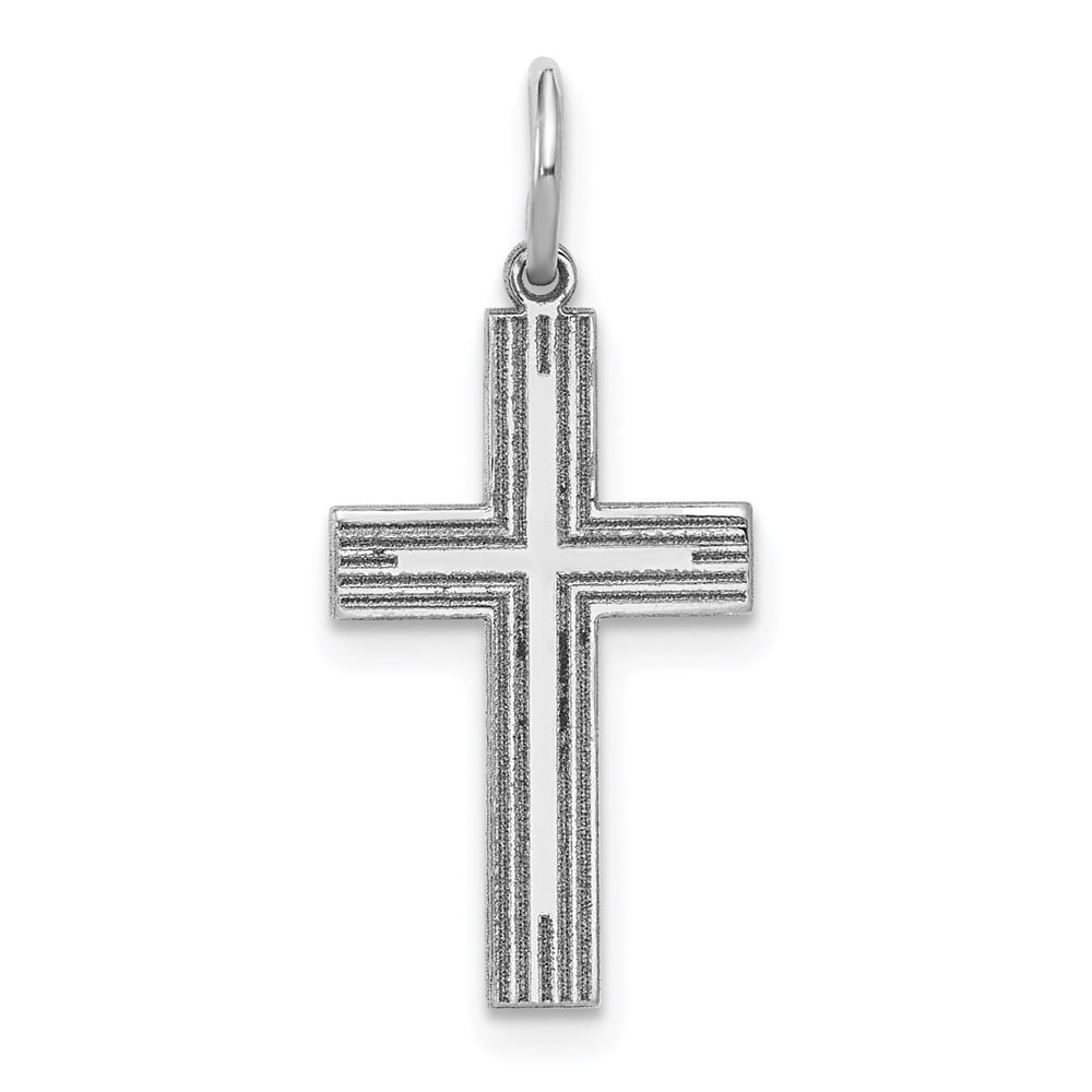Auriga Fine Jewelry 14K White Gold Solid Laser Etched Cross Pendant for ...
