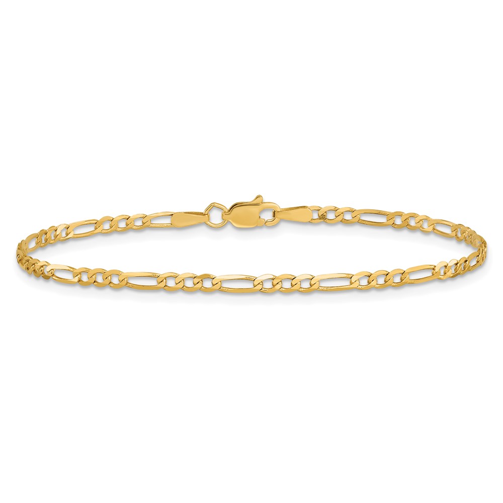 Auriga Fine Jewelry 14K Yellow Gold 2.25mm Flat Figaro Anklet 9inch for ...