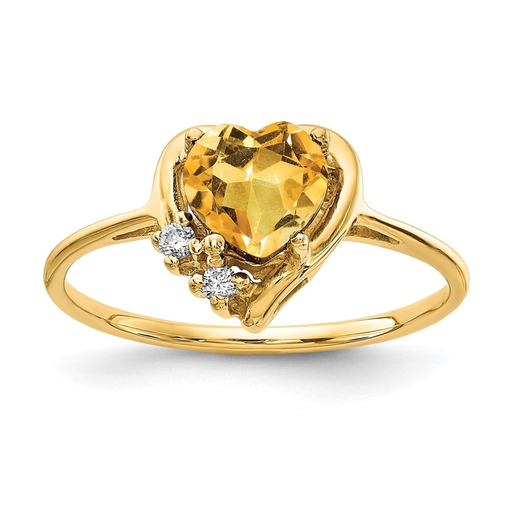 Auriga Fine Jewelry 14K Yellow Gold 6mm Citrine AA Diamond Heart Ring ...