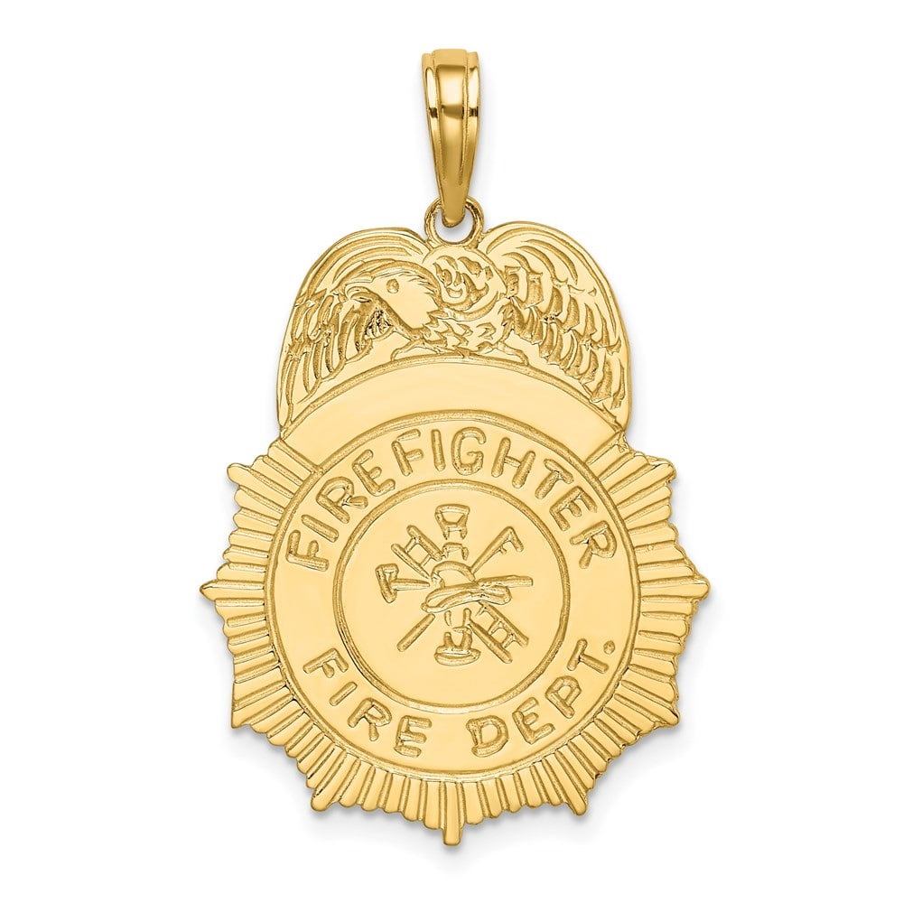 Auriga Fine Jewelry 14K Yellow Gold FIREFIGHTER FIRE DEPT. Badge Charm ...