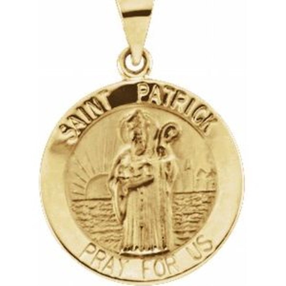 Auriga Fine Jewelry 14K Yellow Gold Hollow Round Patrick Medal Pendant ...