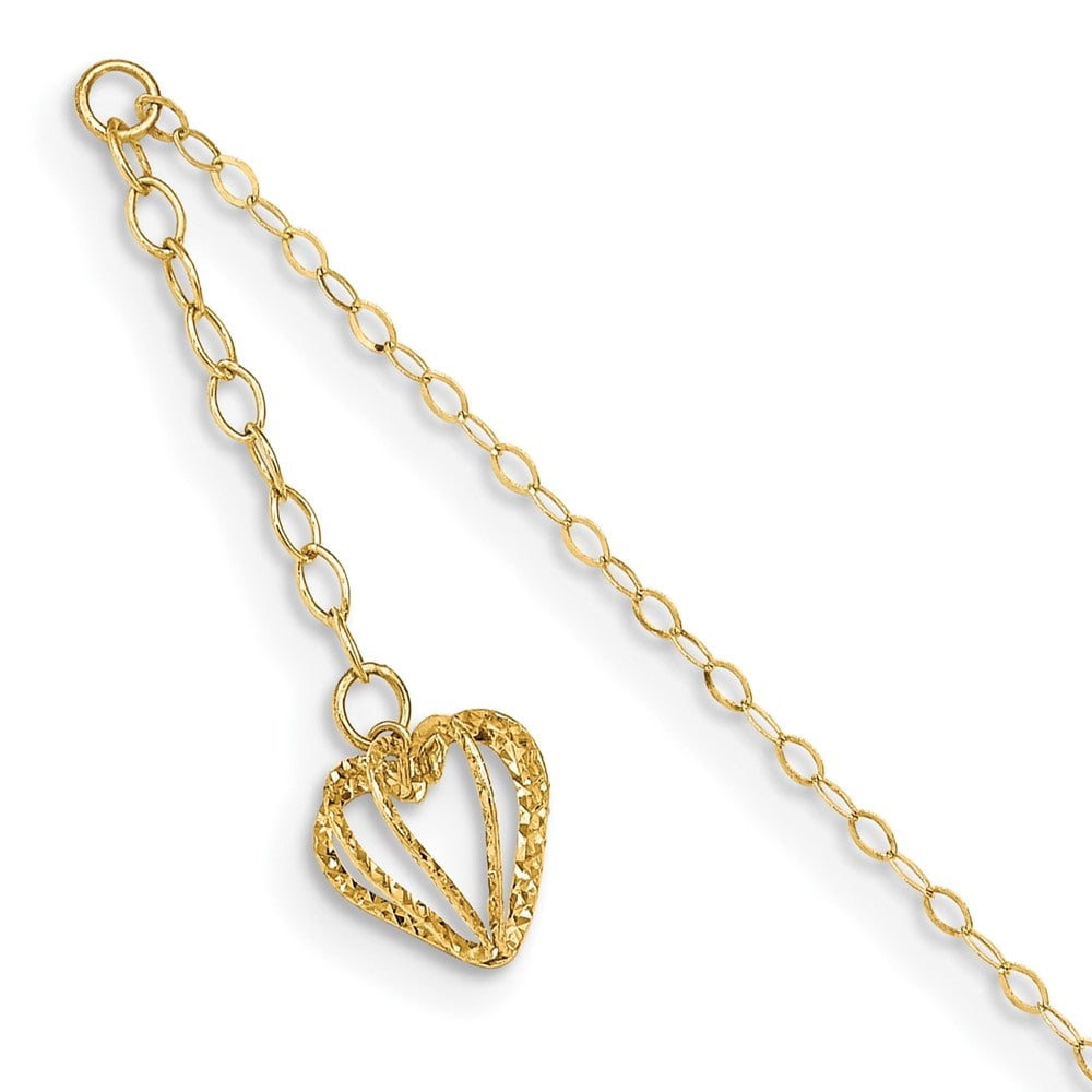 Auriga Fine Jewelry 14K Yellow Gold Oval Link Chain Heart Cage Anklet ...