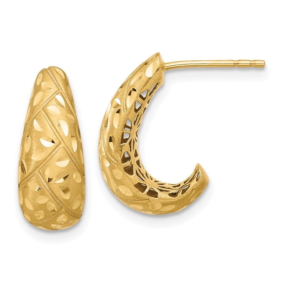 Auriga Fine Jewelry 14K Yellow Gold Polished Diamond-cut J-Hoop ...