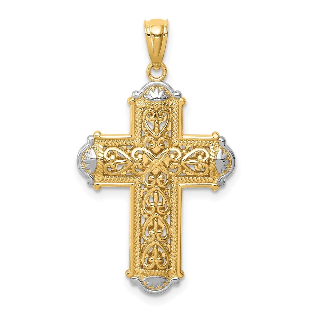 Auriga Fine Jewelry 14K Yellow Gold Rhodium Diamond-Cut Reversible ...