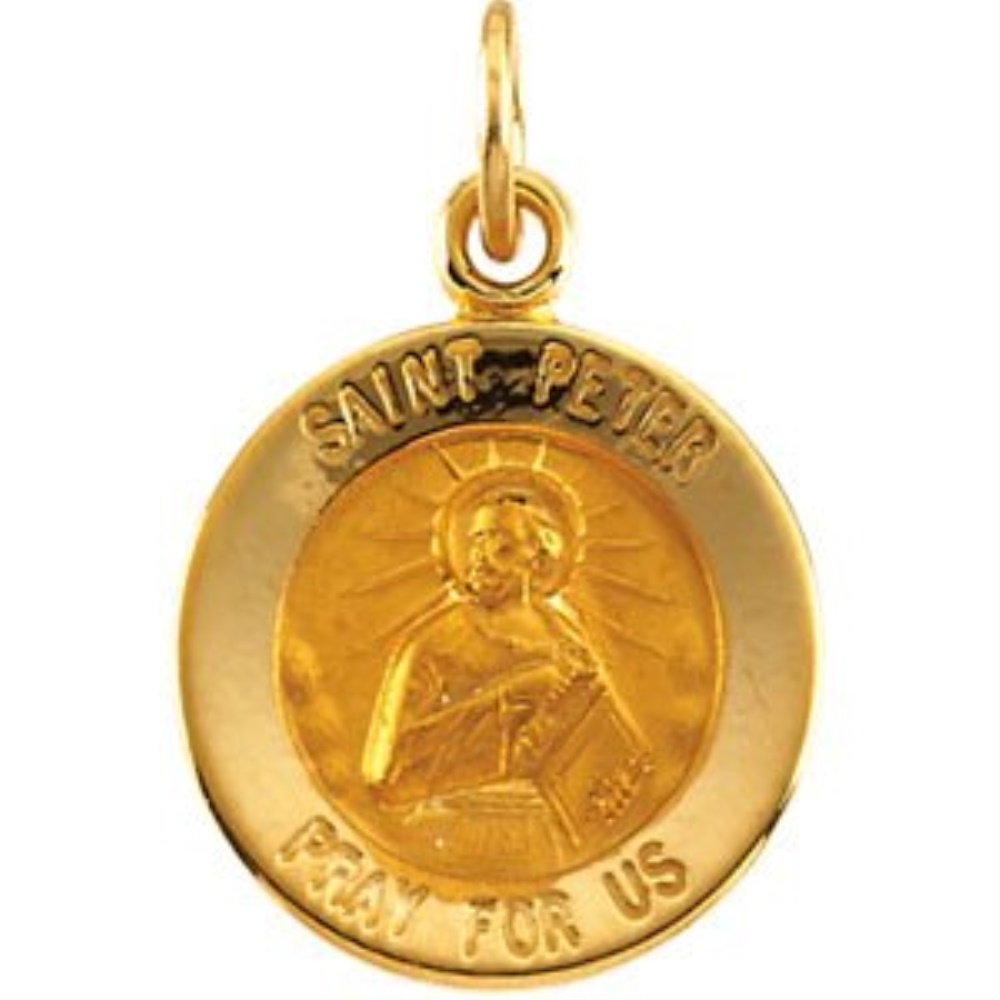 Auriga Fine Jewelry 14K Yellow Gold Round Peter Medal Pendant for Women ...