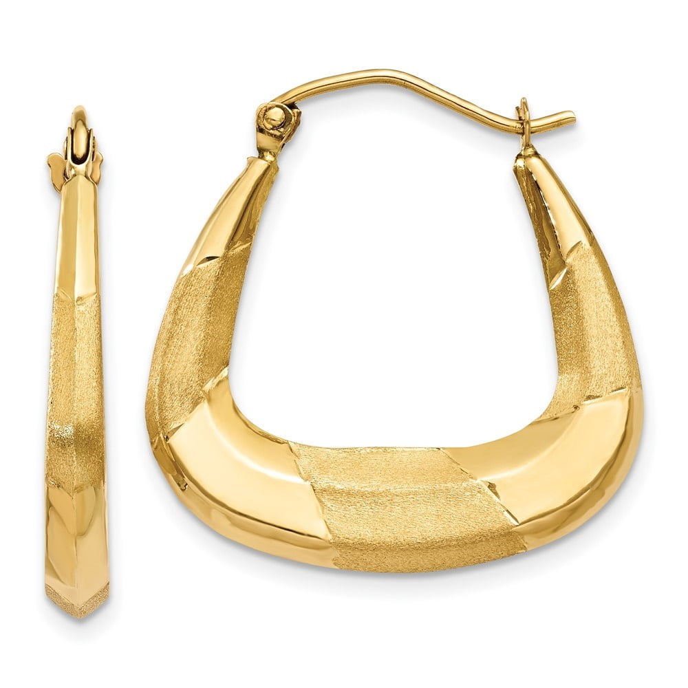 Auriga Fine Jewelry 14K Yellow Gold Satin Hoop Earrings for Women(L ...
