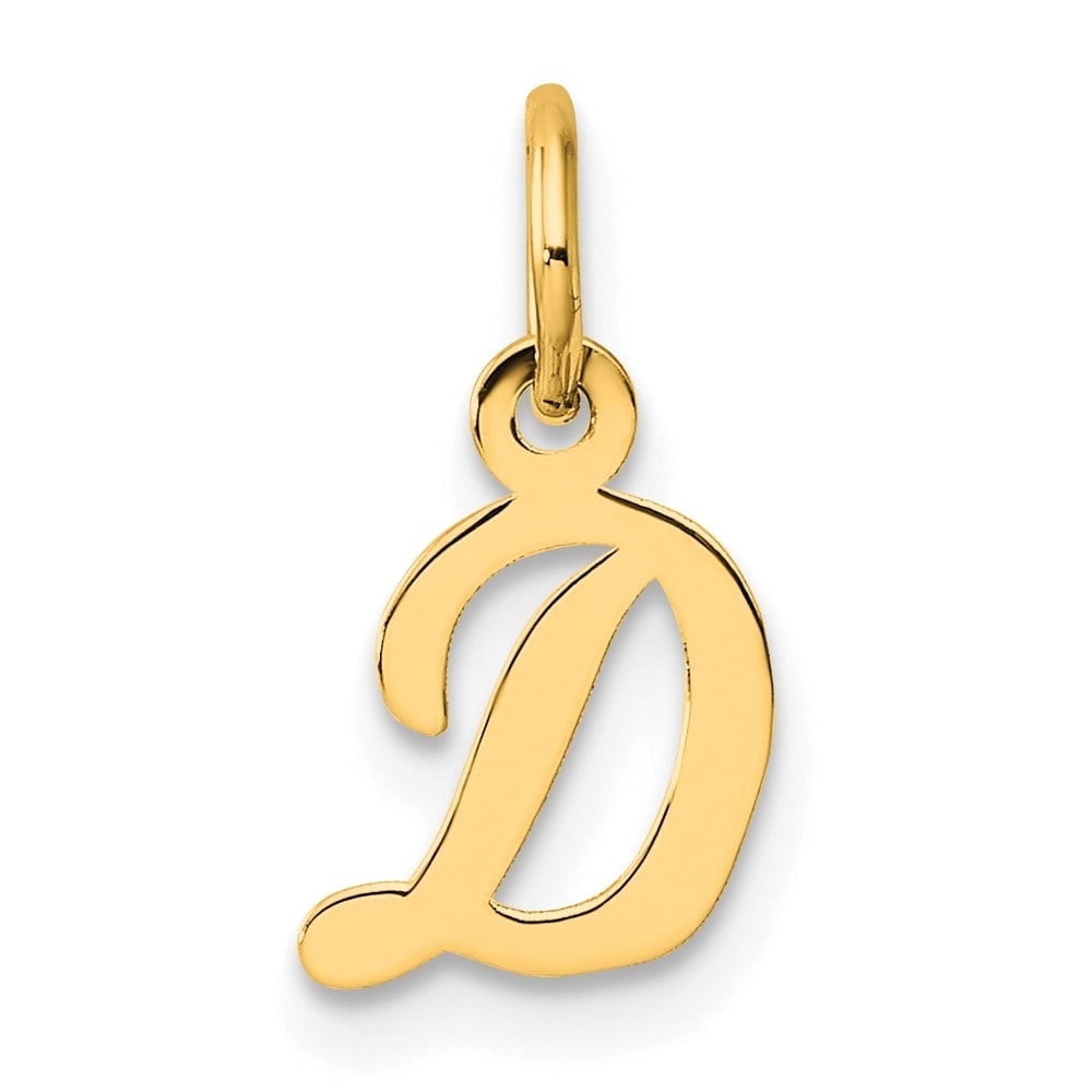 Auriga Fine Jewelry 14K Yellow Gold Script Letter D Charm for Women (L ...