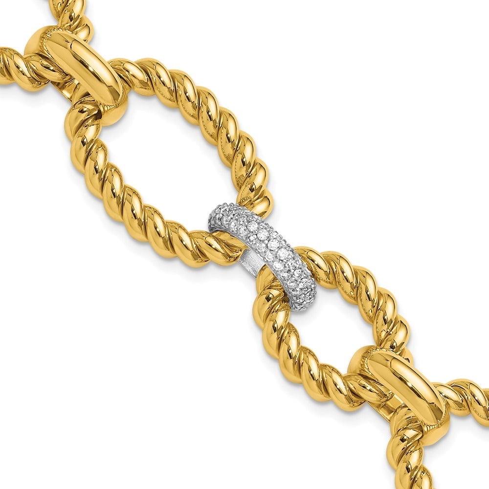 Auriga Fine Jewelry 14K Yellow Gold Two-tone Diamond Twisted Oval Link ...
