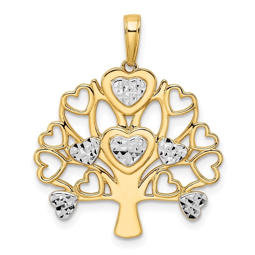 Auriga Fine Jewelry 14K Yellow Gold and White Rh Diamond-cut Heart Tree ...