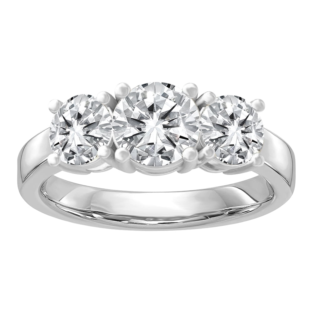 Auriga Fine Jewelry 14k White Gold Round Cut Lab Grown Diamond 3-Stone ...
