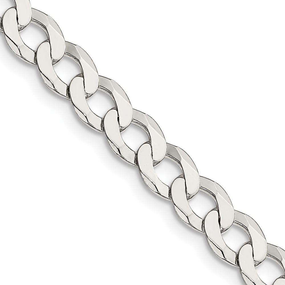 Auriga Fine Jewelry 925 Sterling Silver 6.8 mm Flat Curb Chain Necklace ...