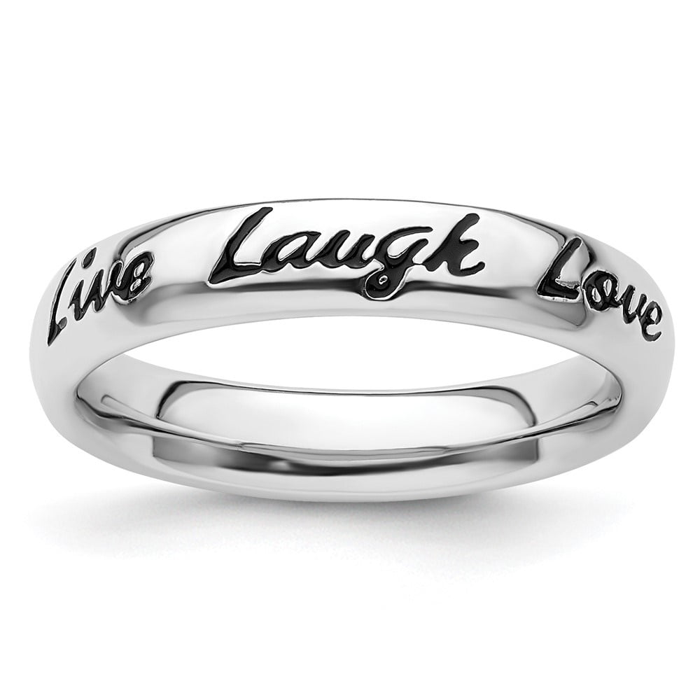 Auriga Fine Jewelry 925 Sterling Silver Enamel Live Laugh Love Ring for ...