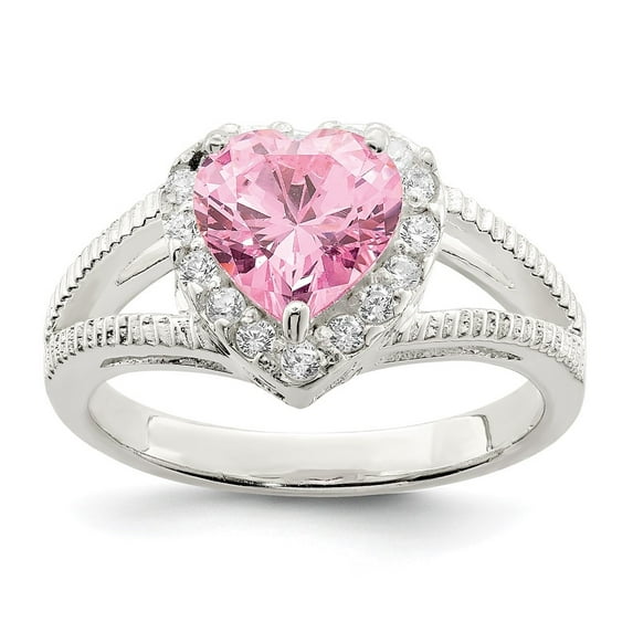 Auriga Fine Jewelry 925 Sterling Silver Pink CZ Heart Ring for Women Size 7 - Walmart.com