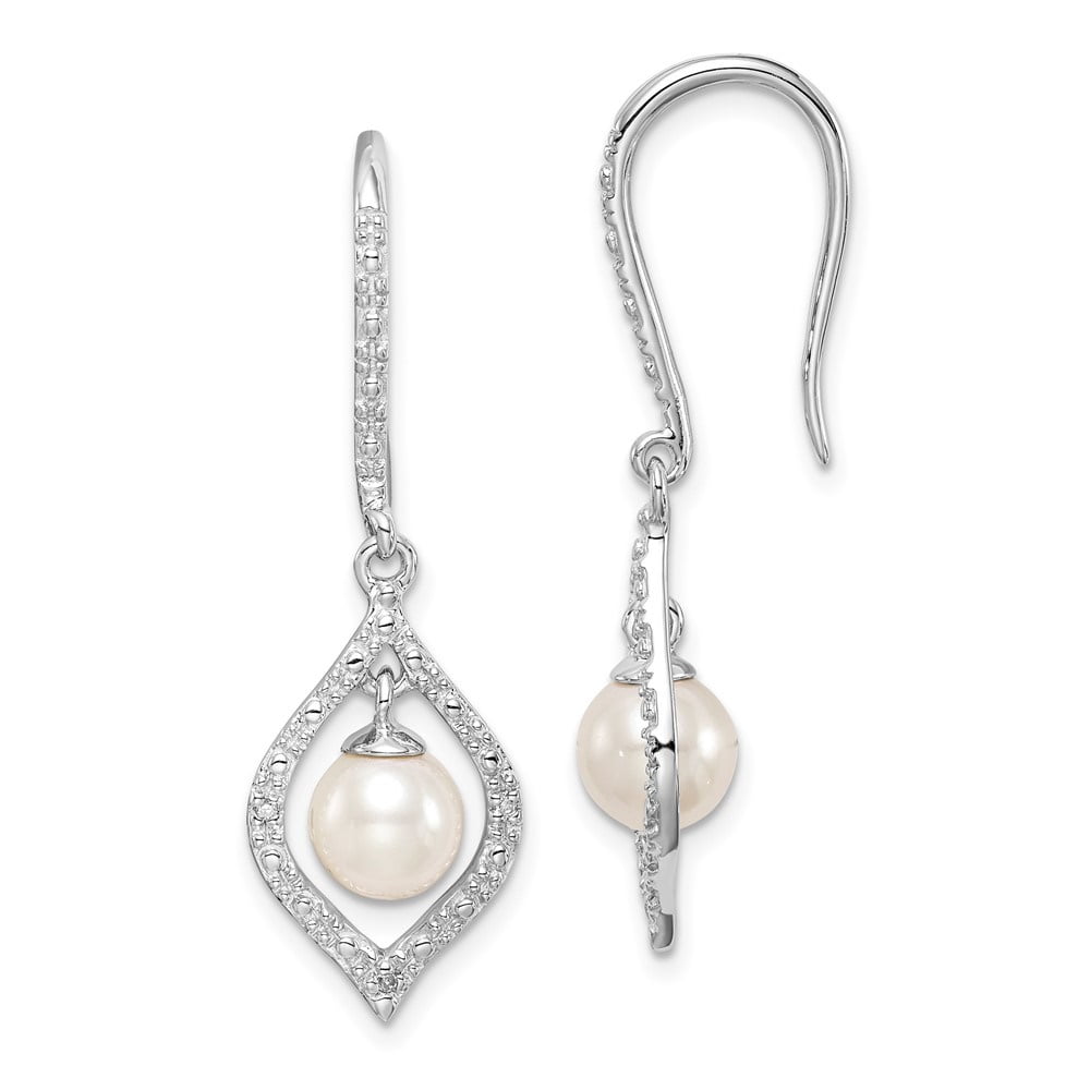 Auriga Fine Jewelry 925 Sterling Silver Rh-Plated Diamond and FWC Pearl ...