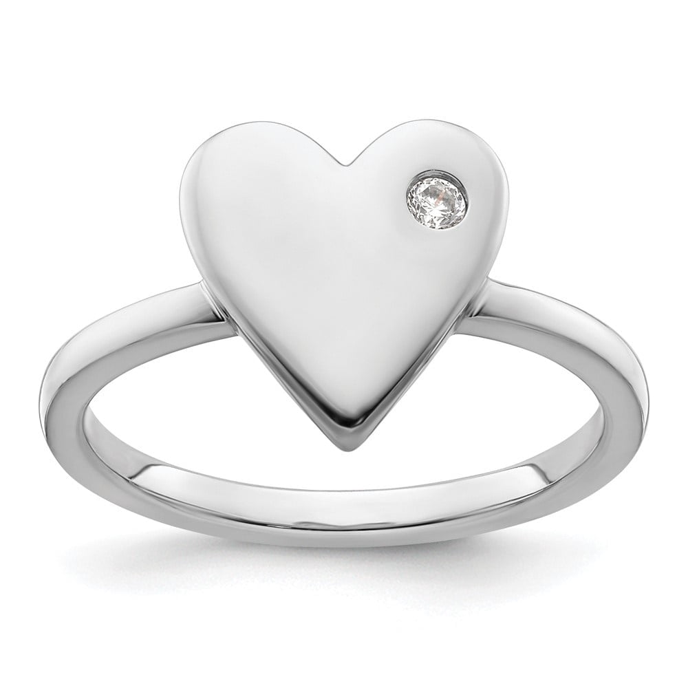 Auriga Fine Jewelry 925 Sterling Silver Diamond Heart Ring for Women ...