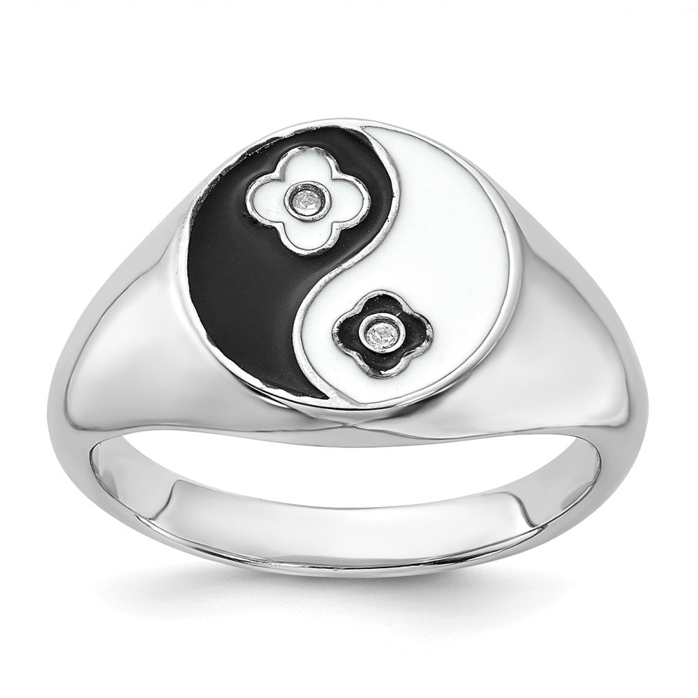 Auriga Fine Jewelry 925 Sterling Silver Rh-plated Enameled Yin Yang CZ ...