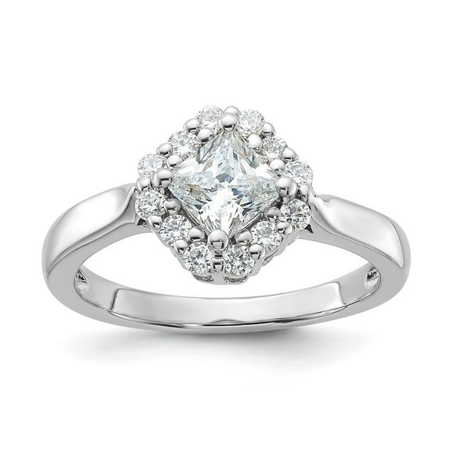 Auriga Fine Jewelry 925 Sterling Silver Rh-plated Halo Princess-cut ...