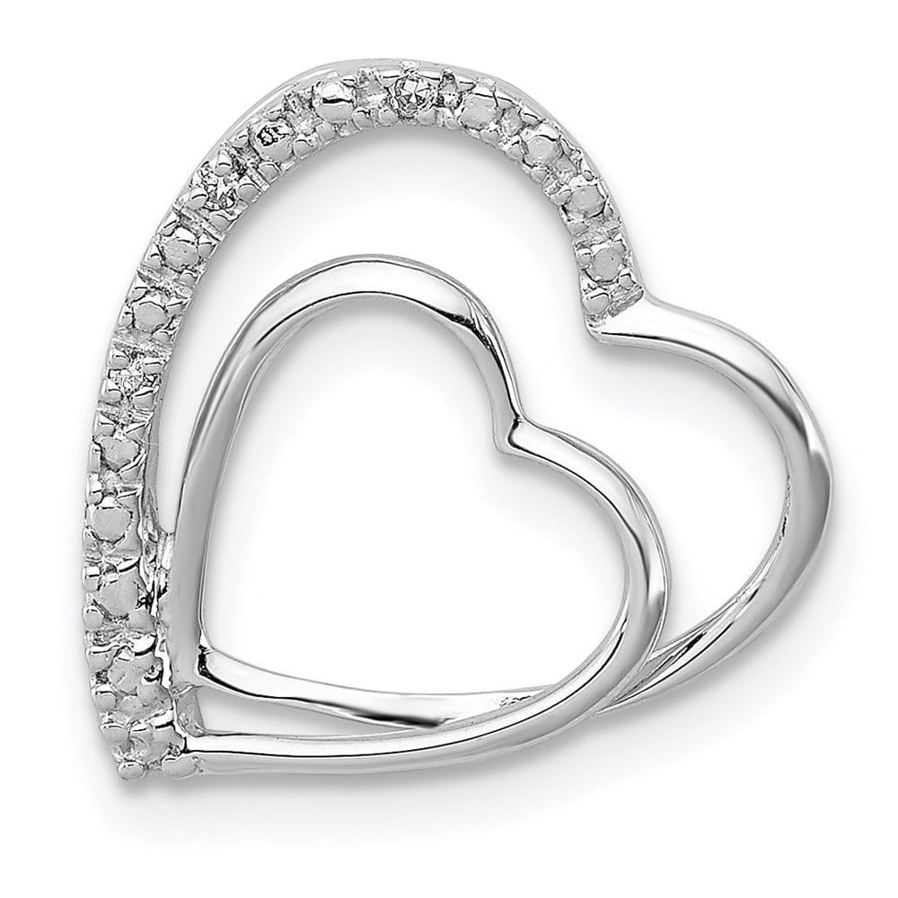 Auriga Fine Jewelry 925 Sterling Silver Diamond Double Heart Pendant ...
