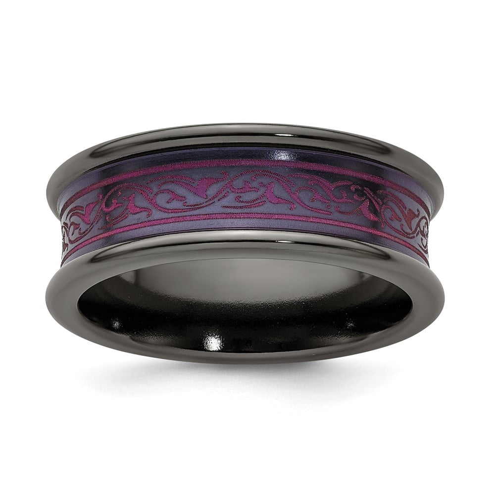Auriga Fine Jewelry Black Ti Pink Anodized with Laser Pattern 8mm ...