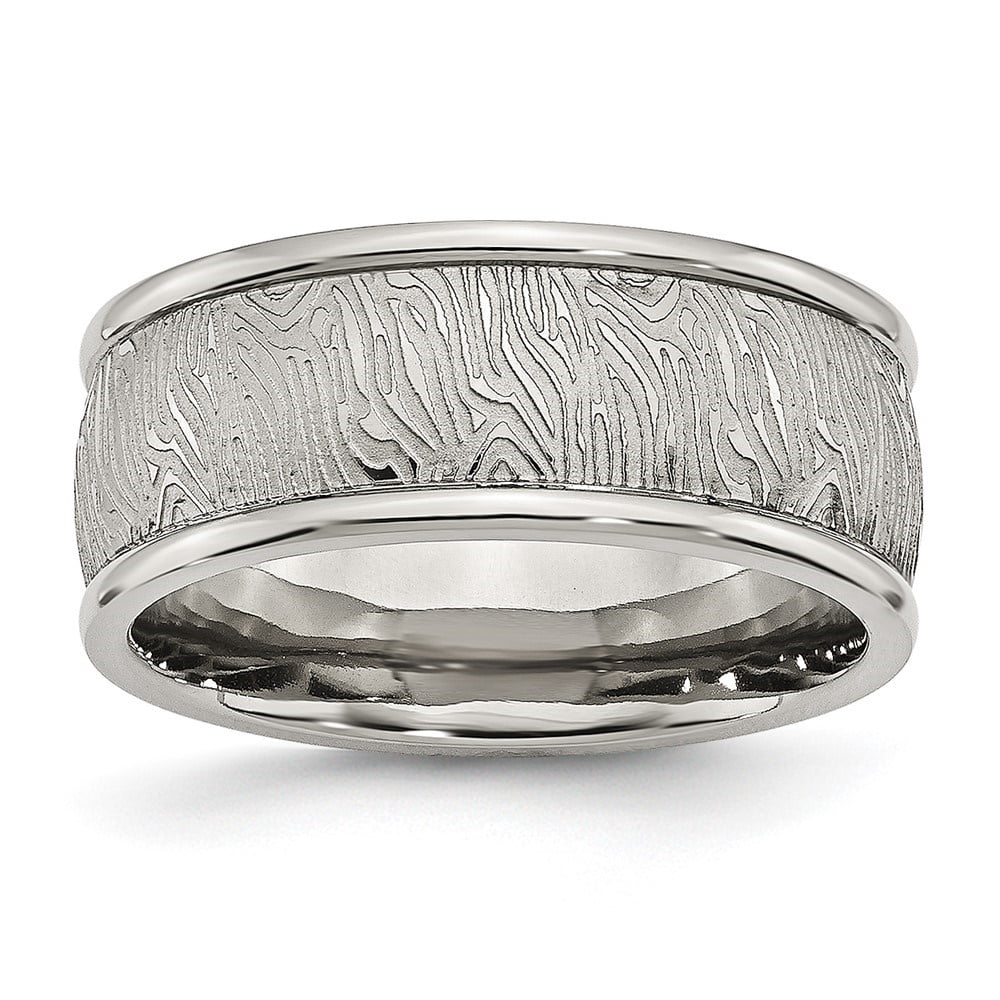 Auriga Fine Jewelry Stainless Steel Polished and Textured 9 mm Rounded ...