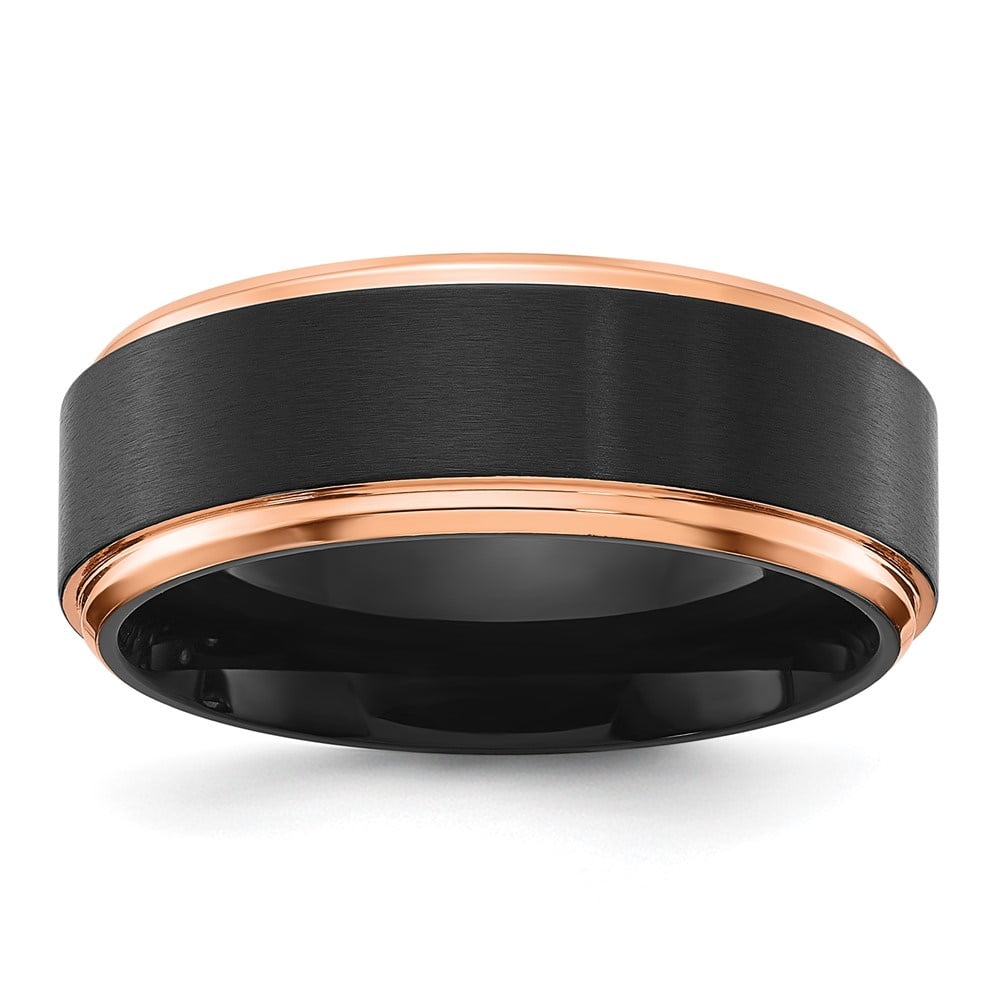 Auriga Fine Jewelry Stainless Steel Polished with Brushed Center Black ...