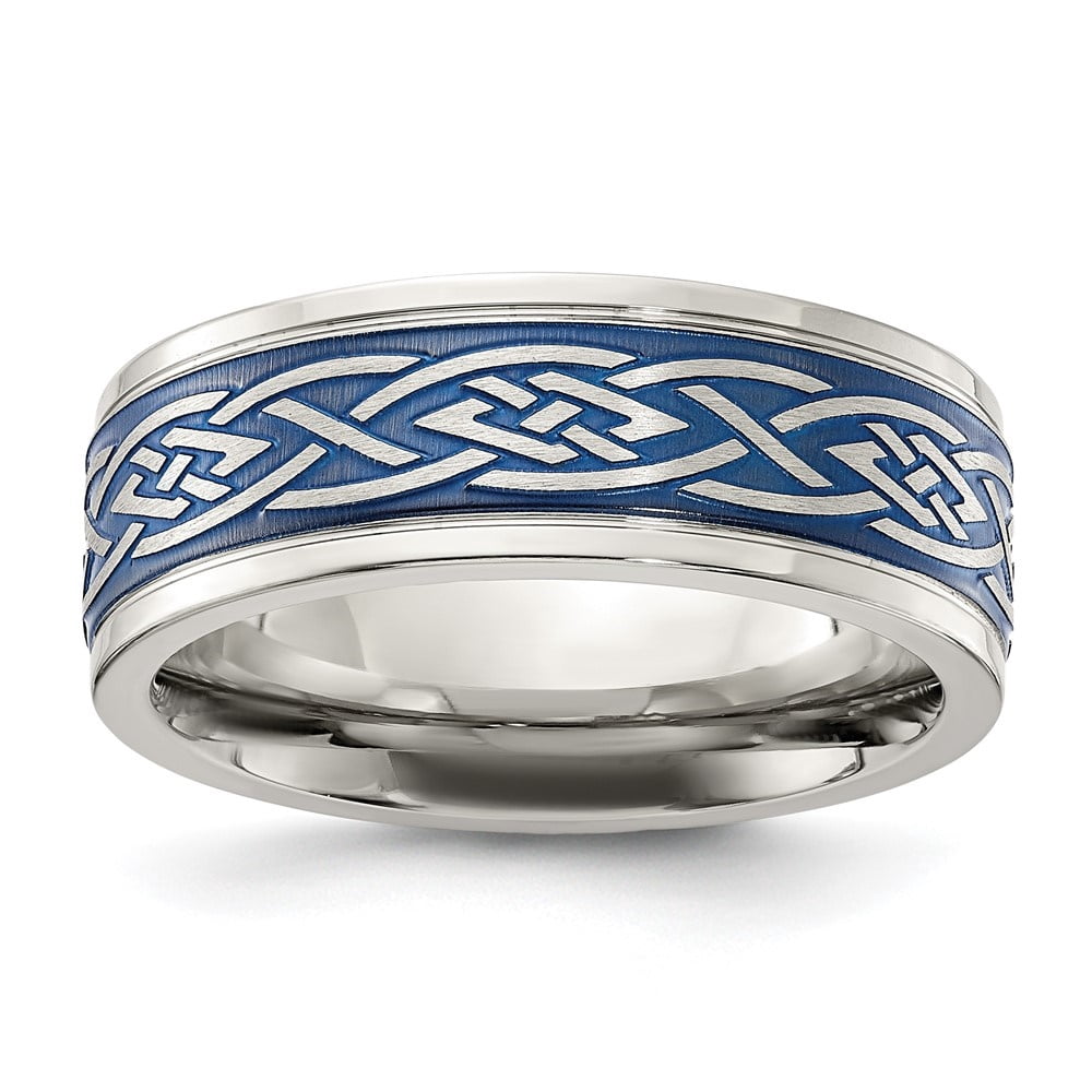 Auriga Fine Jewelry Stainless Steel Polsihed Blue IP-plated Celtic ...