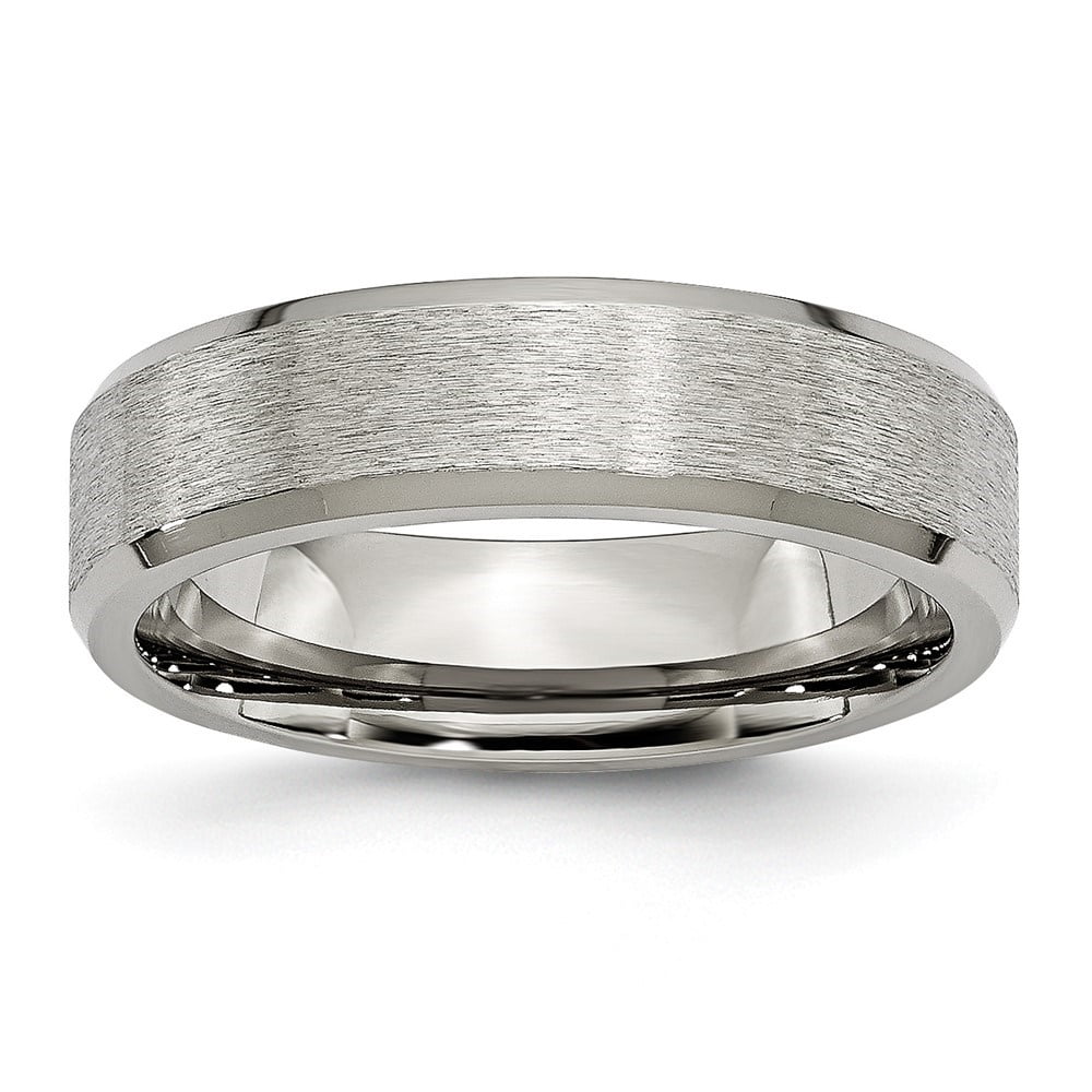 Auriga Fine Jewelry Titanium Brushed Center 6mm Beveled Edge Men's Band ...