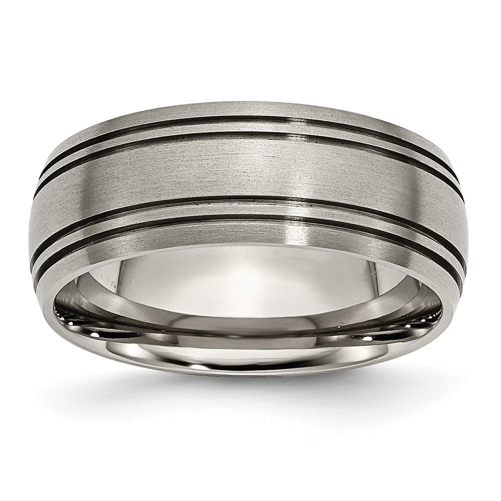 Auriga Fine Jewelry Titanium Brushed Center 8mm Grooved Men's Band Size ...