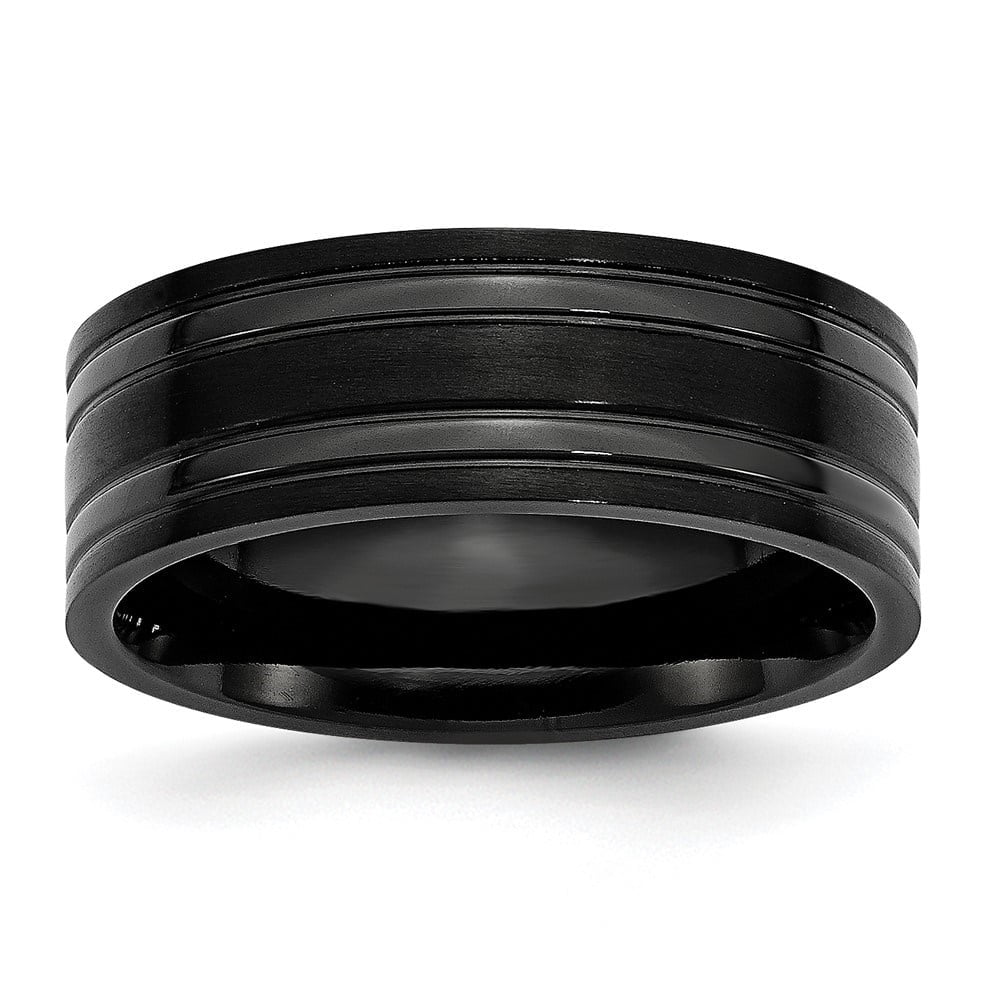 Auriga Fine Jewelry Titanium Brushed and Polished Black IP-plated 8mm ...