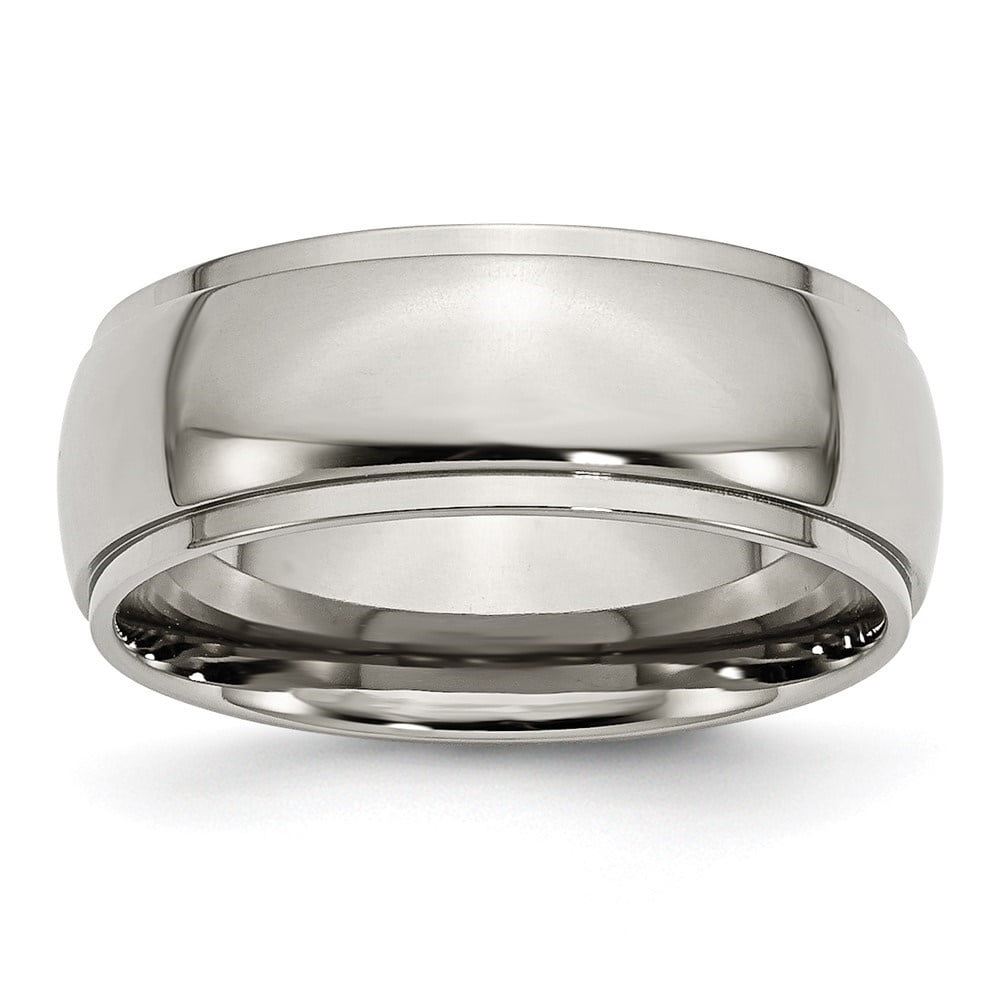 Auriga Fine Jewelry Titanium Polished 8mm Ridged Edge Men's Band Size 9 ...