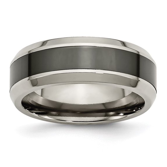 Auriga Fine Jewelry Titanium Polished with Black Ceramic Center 8mm ...