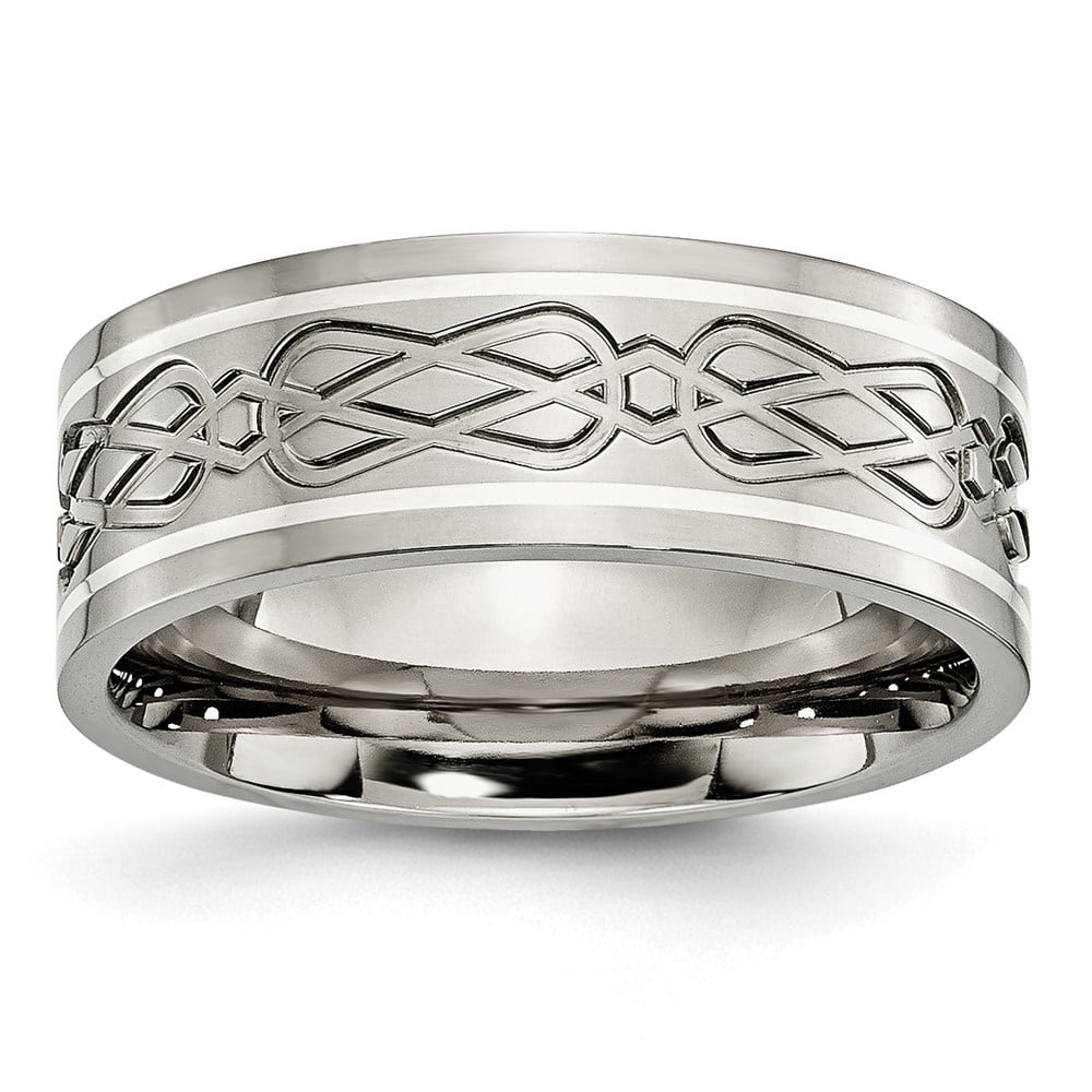 Auriga Fine Jewelry Titanium with Sterling Silver Inlay Celtic Knot 8mm ...