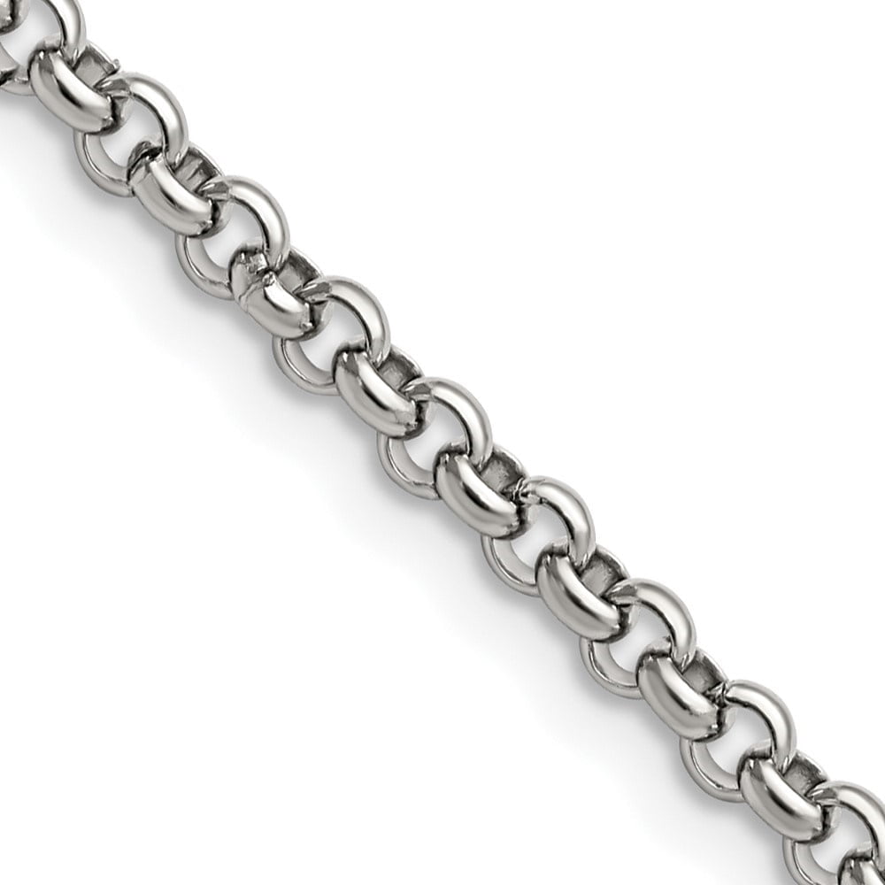 Auriga Fine Jewelry Stainless Steel Polished 3.9 mm Rolo Chain Necklace ...