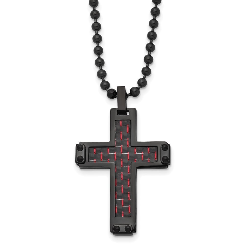 Auriga Fine Jewelry Stainless Steel Black IP-plated with Black and Red ...