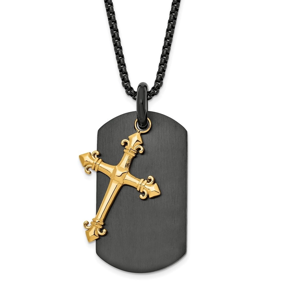 Auriga Fine Jewelry Stainless Steel Polished Black and Yellow IP-plated ...