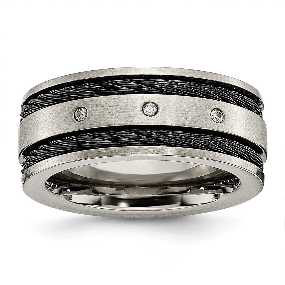 Auriga Titanium Brushed Black IP-Plated Cable 1/20 Carat Diamond 10mm ...