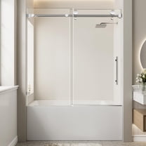 Frameless Bathtub Sliding Shower Door 56–60'' W x 60'' H, Stainless ...
