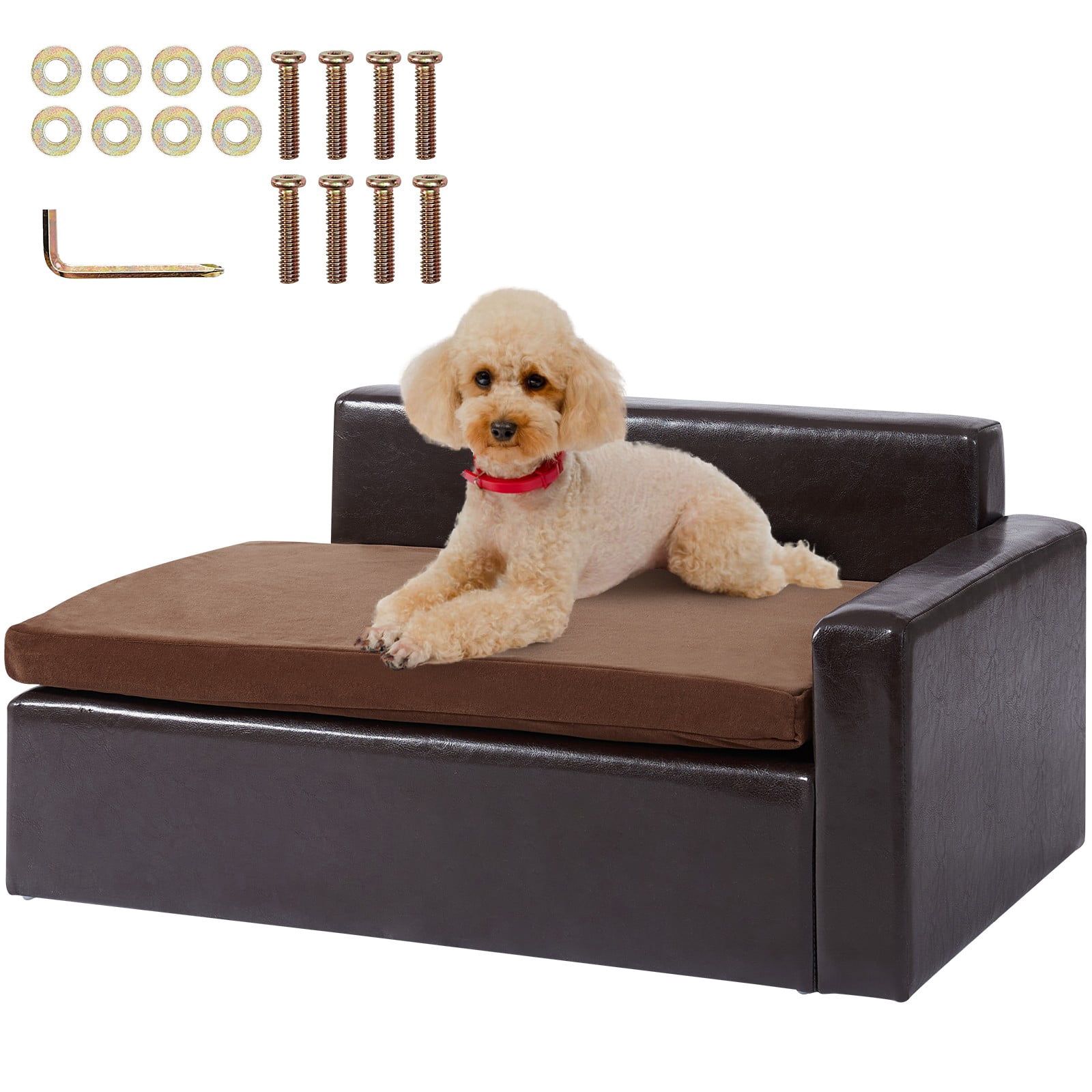Aurivale Leather Dog Bed for Medium Size Dog, Douch Couch Pet Sofa for ...