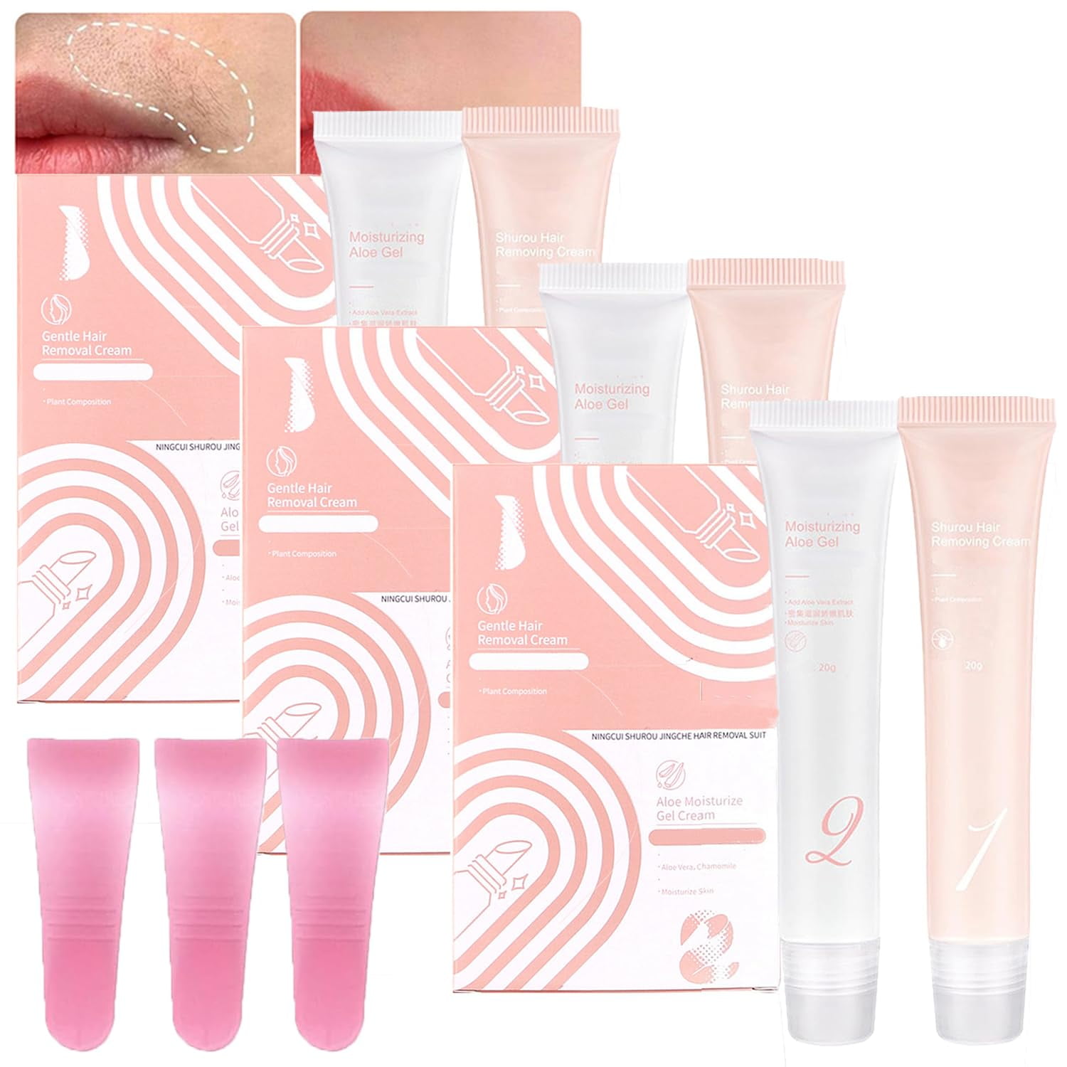Aurlix Hair Remover Cream for Face, Inferright Facial Removal Cream Kit ...