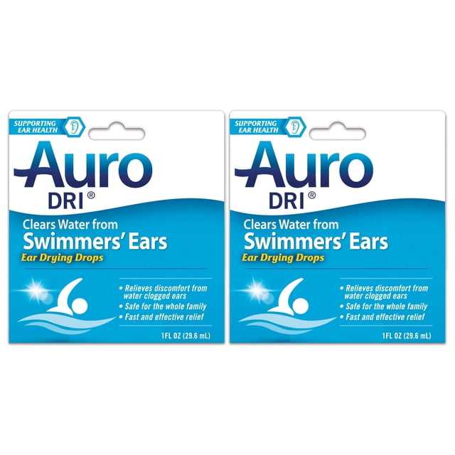 Auro Dri Ear Drying Drops, Swimmer's Ear Medication, 1 oz, 2 Pack ...