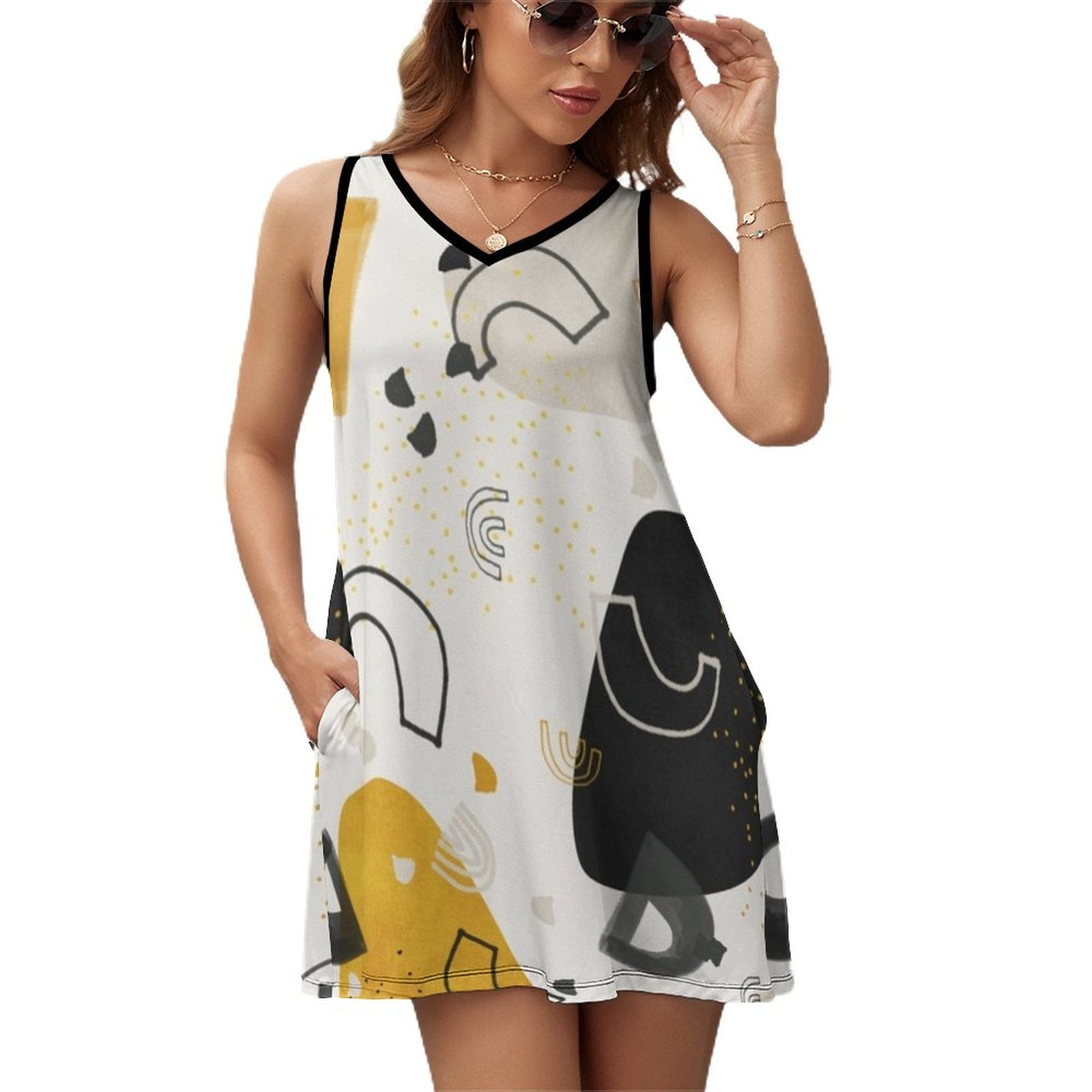 Auro Square Neck Dress Cute Loose Print Dresses Elegant Beach Party ...