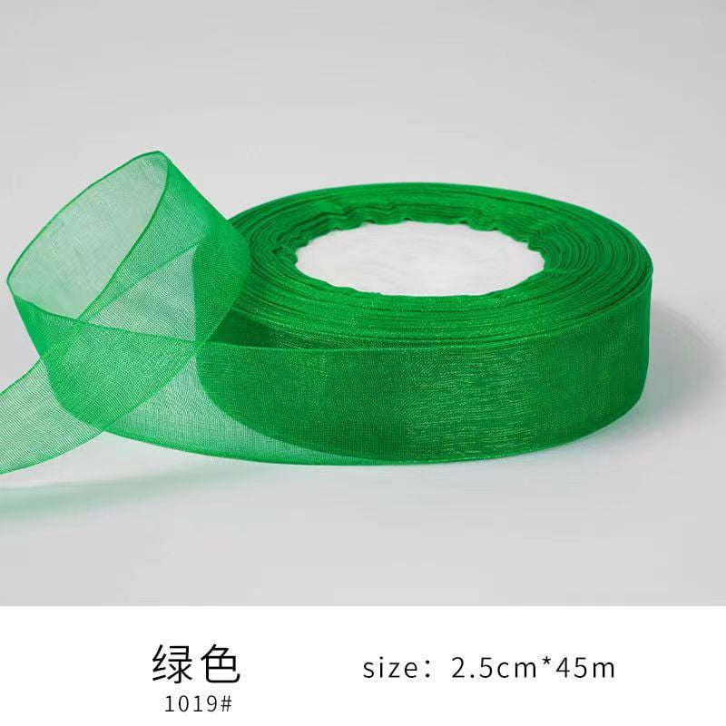 Auroal 1 roll green transparent ribbon -0.98 inches wide, gift ...