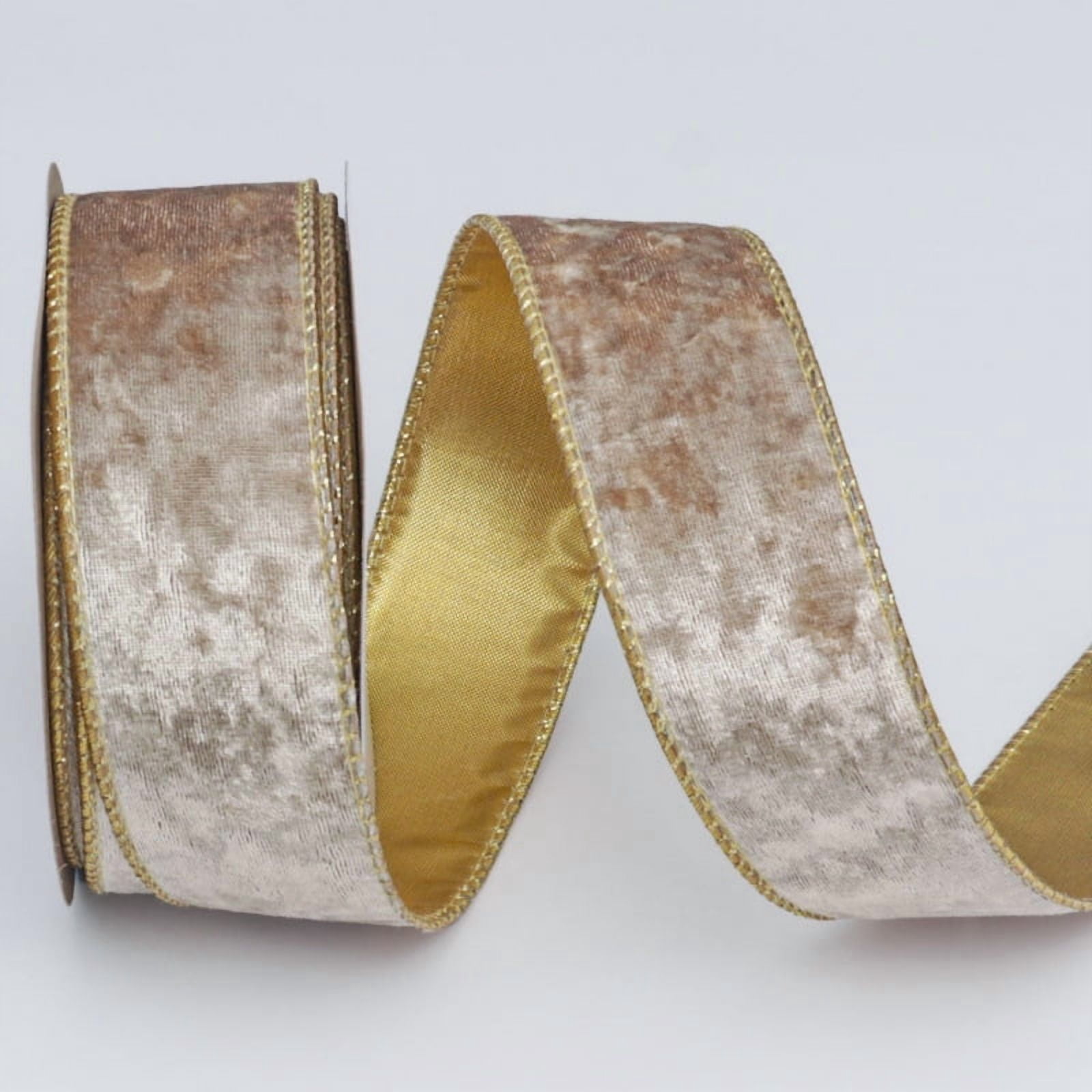 Auroal Light Champagne Velvet Ribbon -1 1.57-inch wide, 10 yard long ...