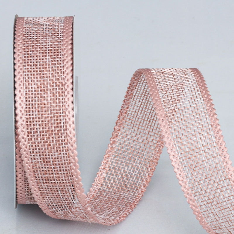 Auroal light pink Linen Ribbon -2 pieces, 0.98 inches wide, 10 yards ...